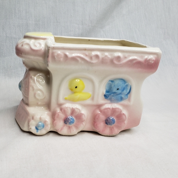 Vintage | Accents | Midcentury Pink Baby Planter Vase Train Nursery ...
